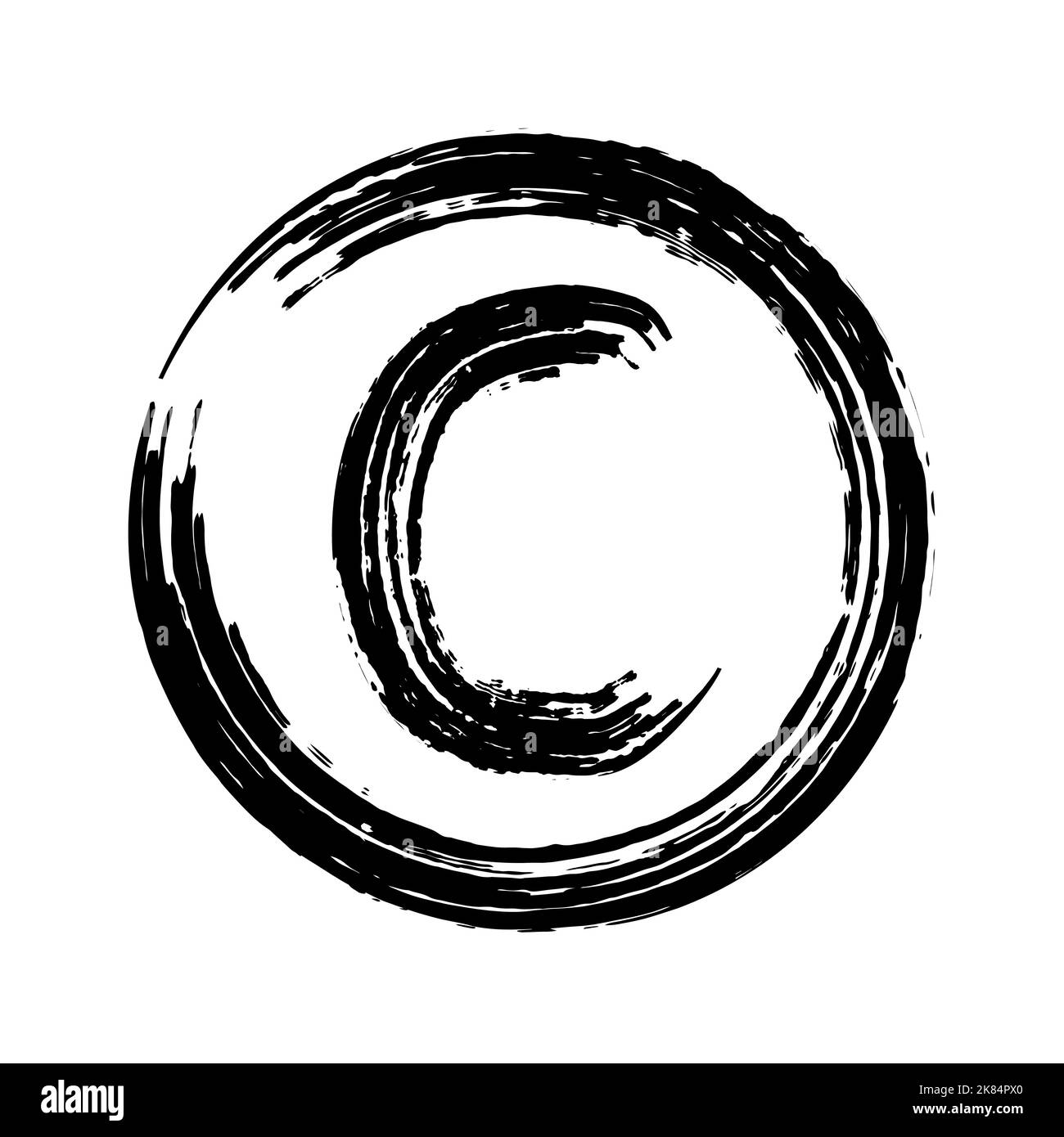 Copyright icon, black brush drawing, vector image Stock Vector Image ...
