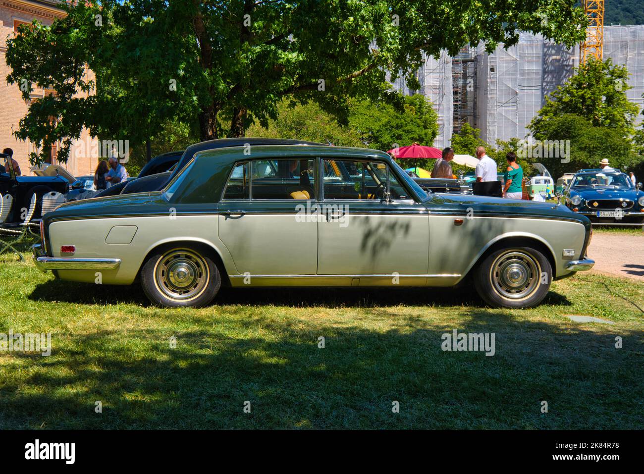 BADEN BADEN, GERMANY - JULY 2022: black silver gray ROLLS-ROYCE SILVER ...