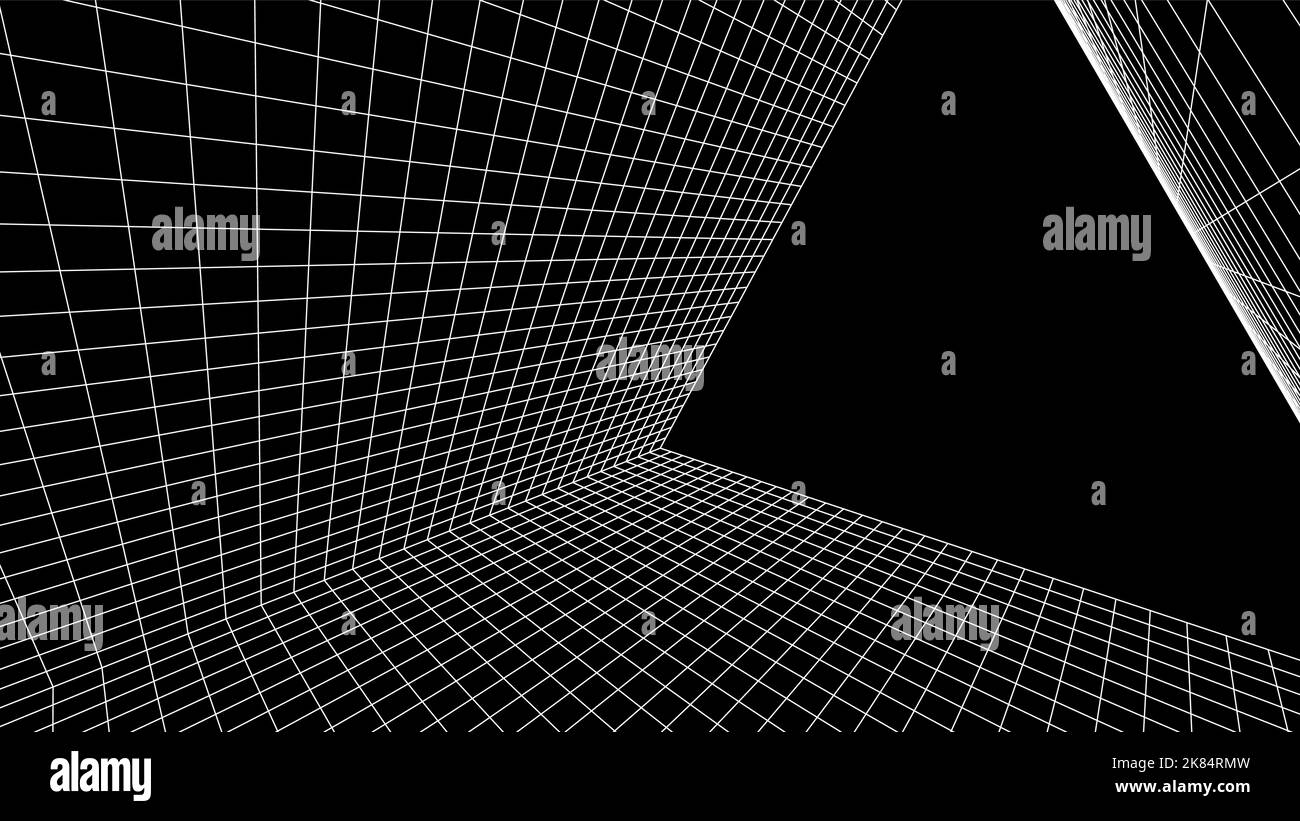 Abstract 80s styled computer background. Sci-fi architecture interior ...