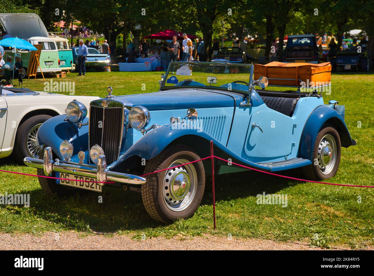 BADEN BADEN, GERMANY - JULY 2022: blue MG TA, TB, TC, TD, TF Midget ...