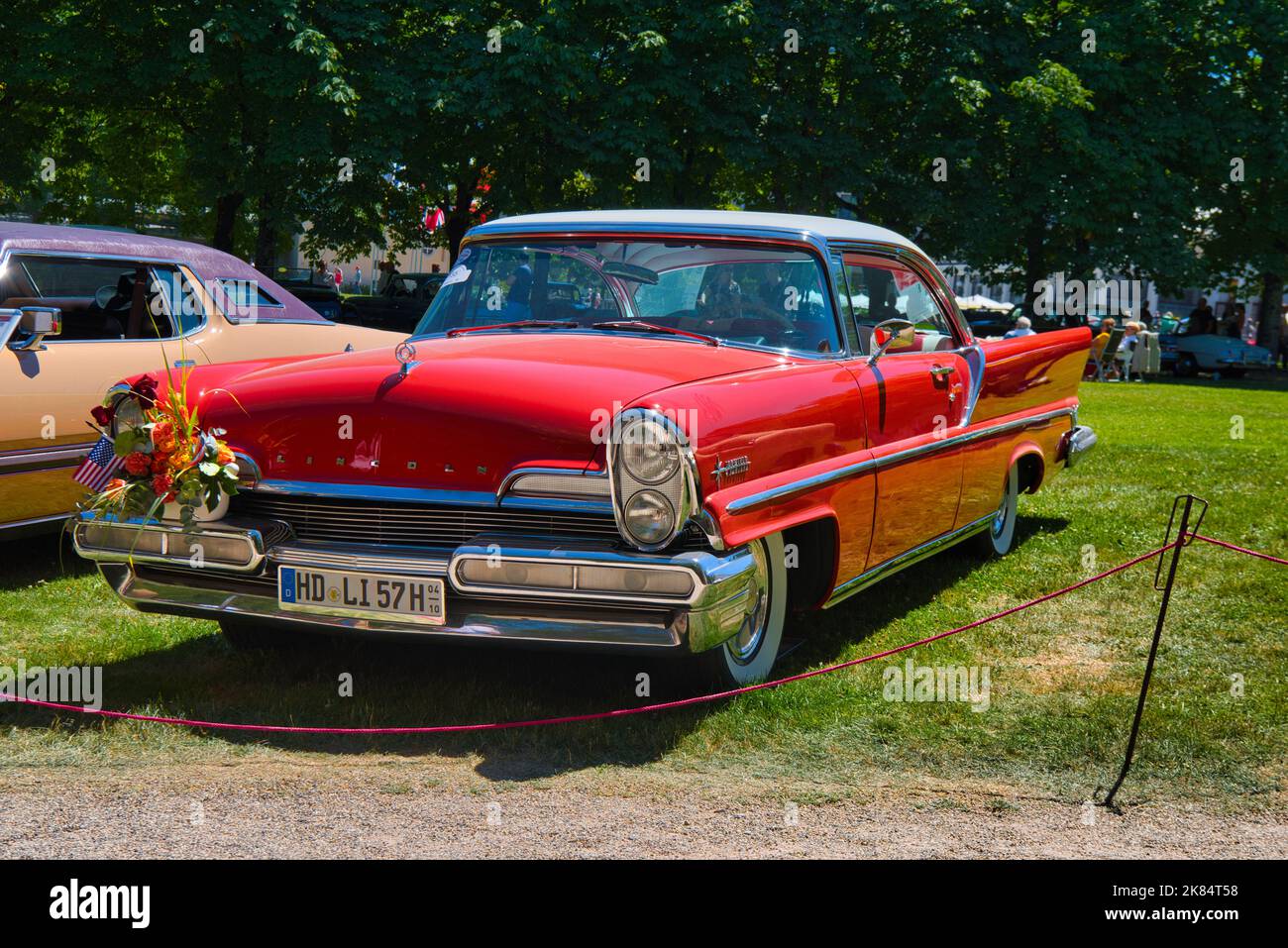 BADEN BADEN, GERMANY - JULY 2022: red Lincoln Premiere 1956, oldtimer ...