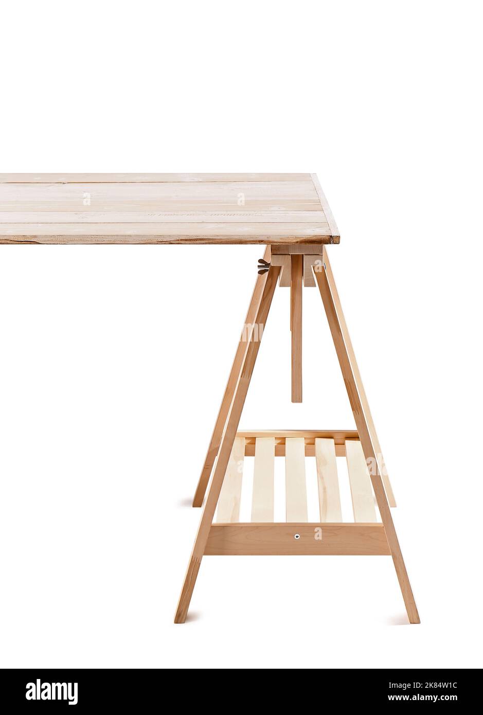 Wooden standing desk on white background, closeup Stock Photo - Alamy