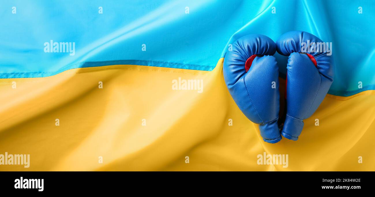 Boxing gloves on flag of Ukraine Stock Photo - Alamy