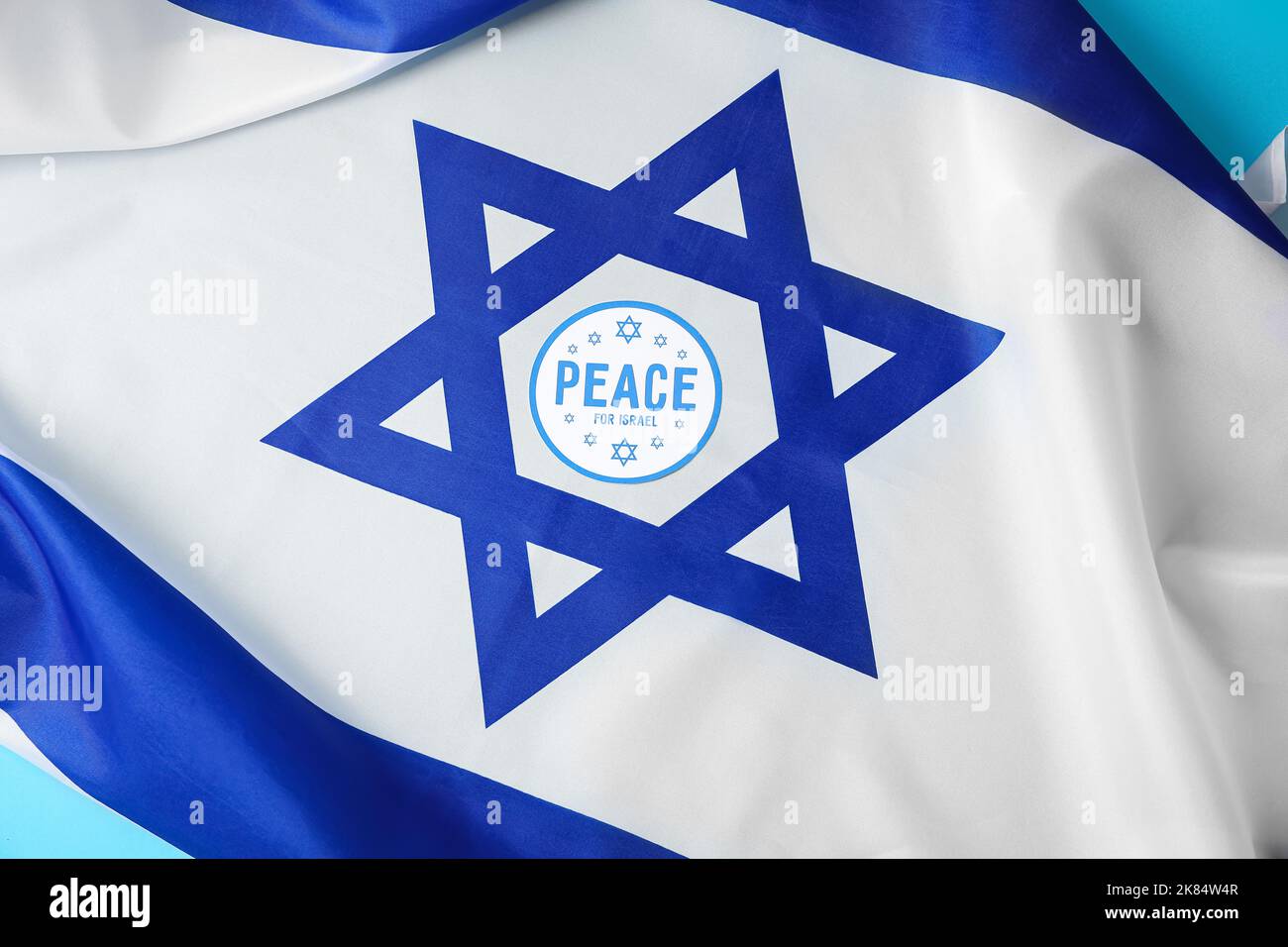 National flag of Israel and card with text PEACE FOR ISRAEL Stock Photo ...