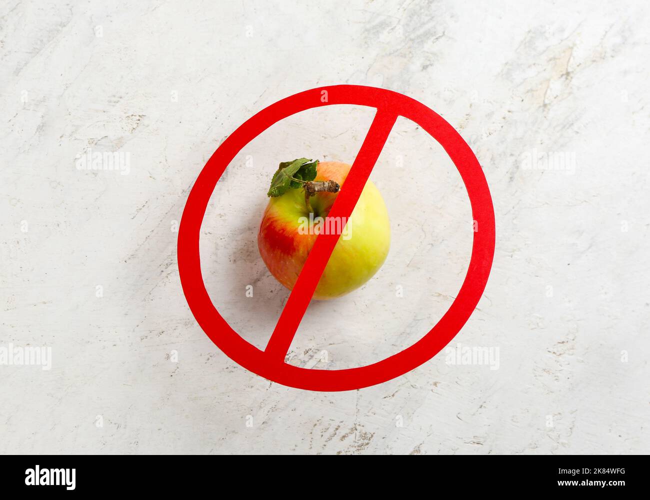 Apple and stop sign on light background. Anorexia concept Stock Photo ...