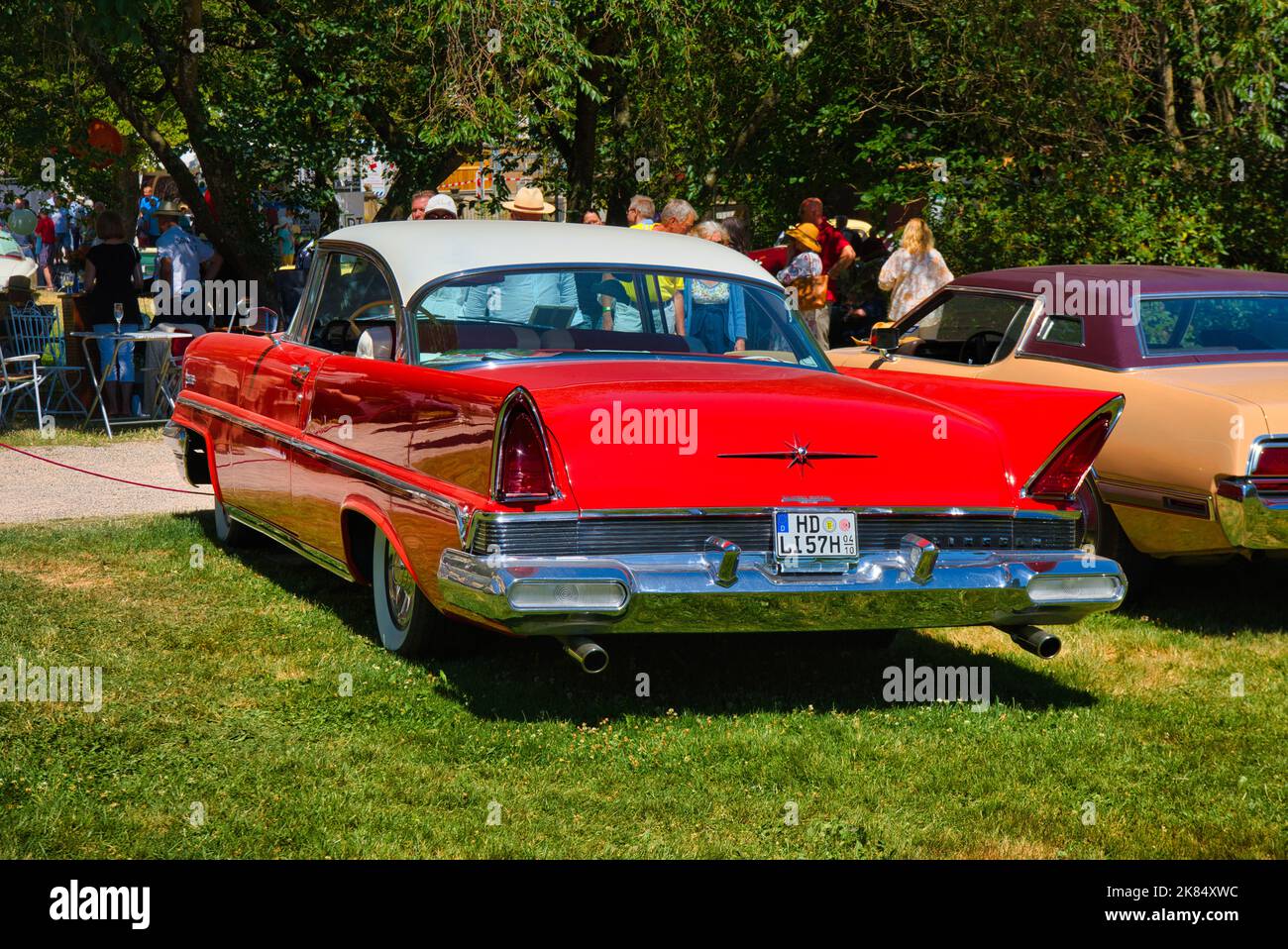 BADEN BADEN, GERMANY - JULY 2022: red Lincoln Premiere 1956, oldtimer ...