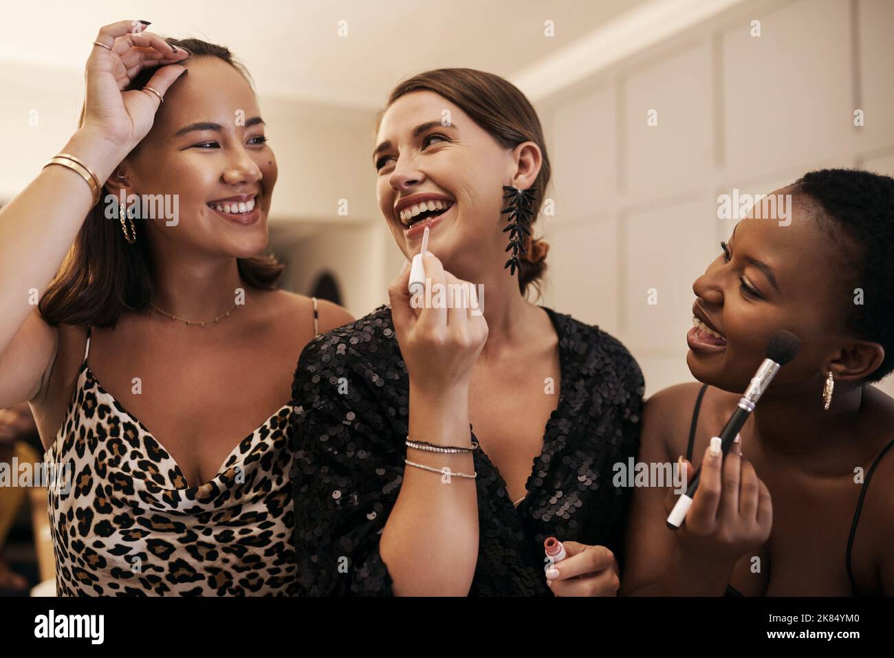 Touching up on that class. a diverse group of friends standing together ...