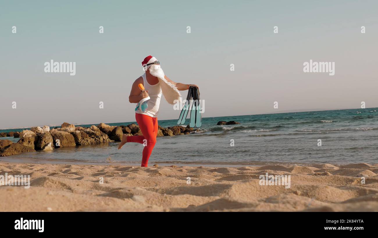 Santa Claus summer vacation. Santa Claus having fun. Funny Santa, in ...