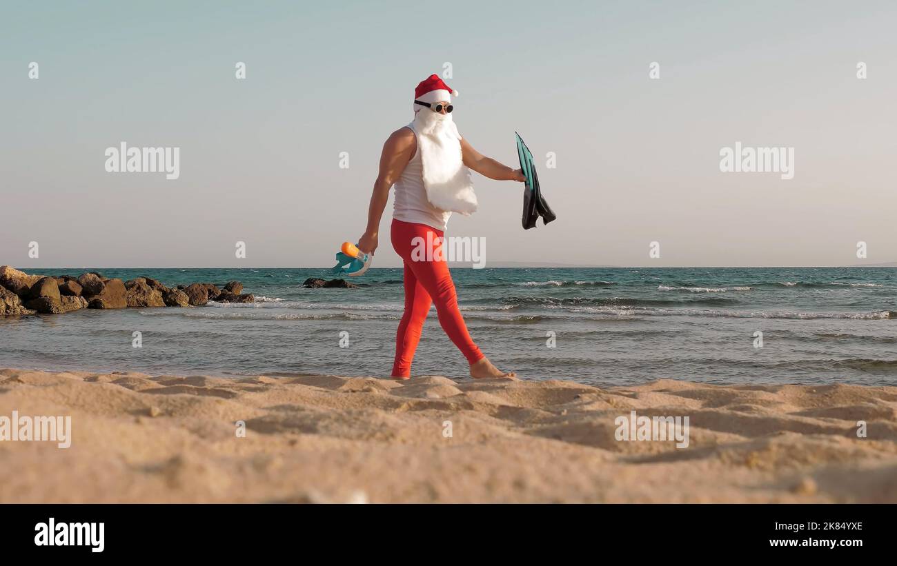 Santa Claus summer vacation. Santa Claus having fun. Funny Santa, in ...