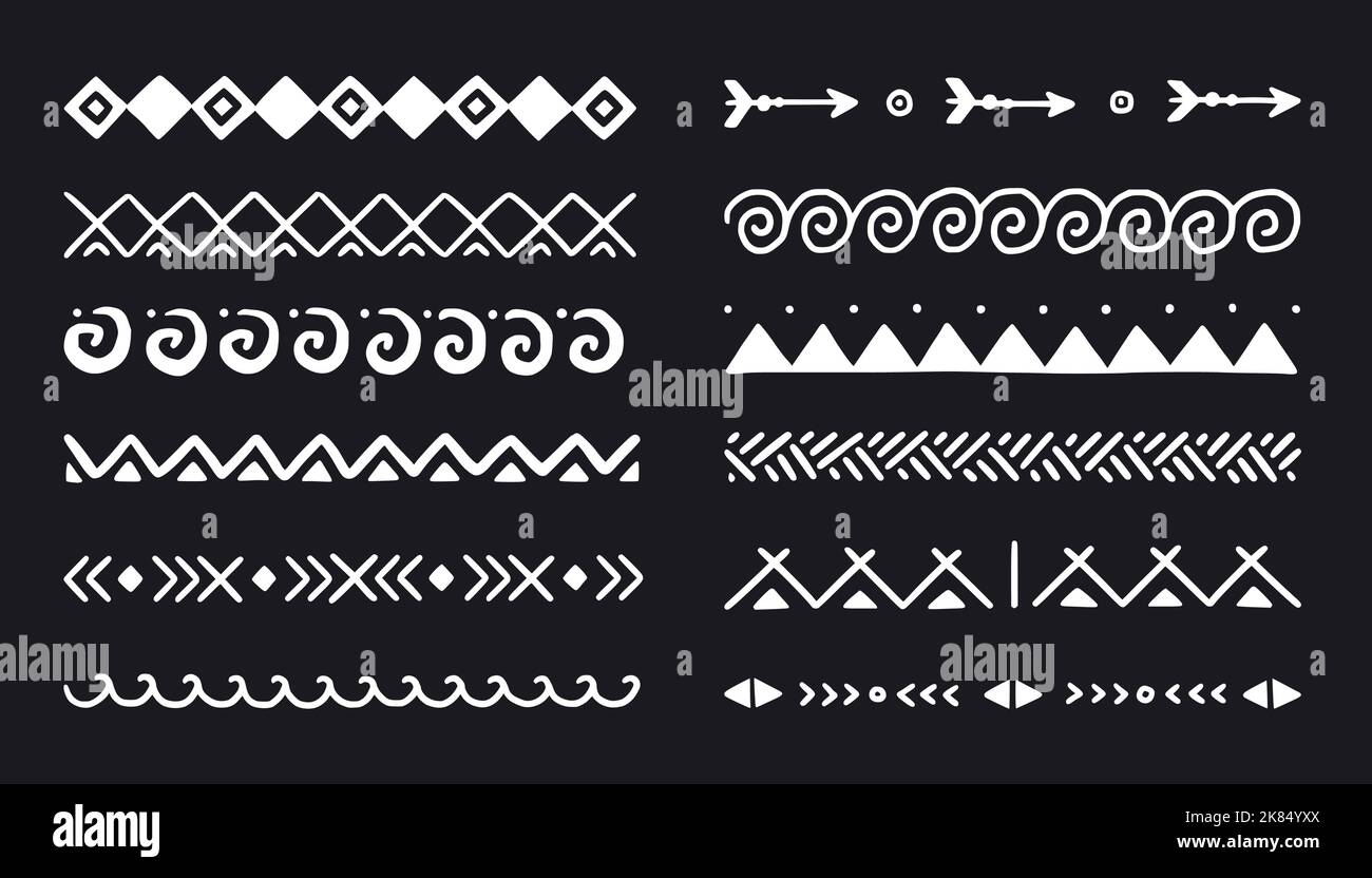 Hand drawn traditional folk motif, ethnic pattern chalkboard set. Peru ...