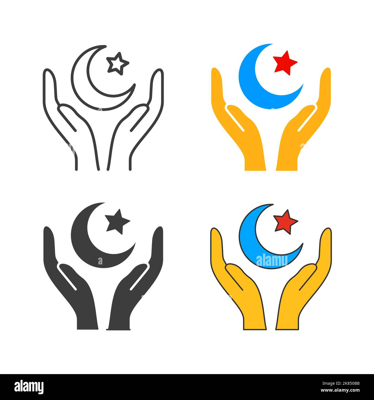 Icon of hands holding crescent moon. Vector illustration Stock Vector ...