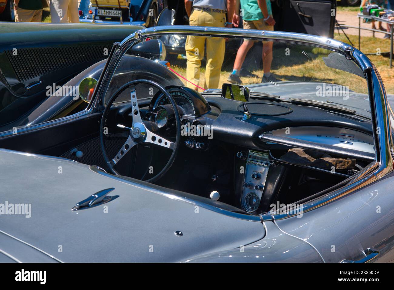 BADEN BADEN, GERMANY - JULY 2022: interior of gray CHEVROLET CORVETTE ...