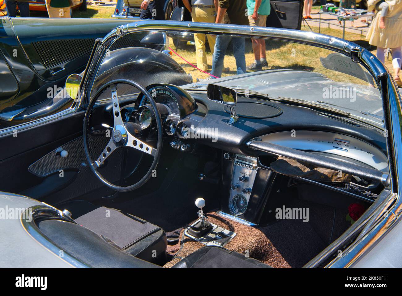 BADEN BADEN, GERMANY - JULY 2022: interior of gray CHEVROLET CORVETTE ...