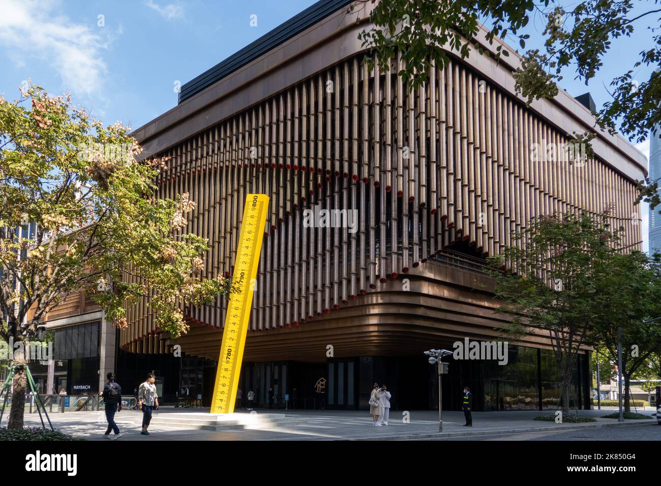 SHANGHAI, CHINA - OCTOBER 21, 2022 - A yellow ruler with a height of ...