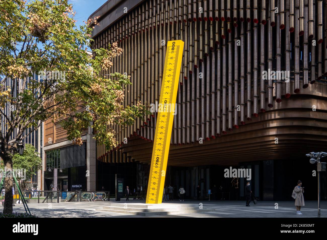 SHANGHAI, CHINA - OCTOBER 21, 2022 - A yellow ruler with a height of ...