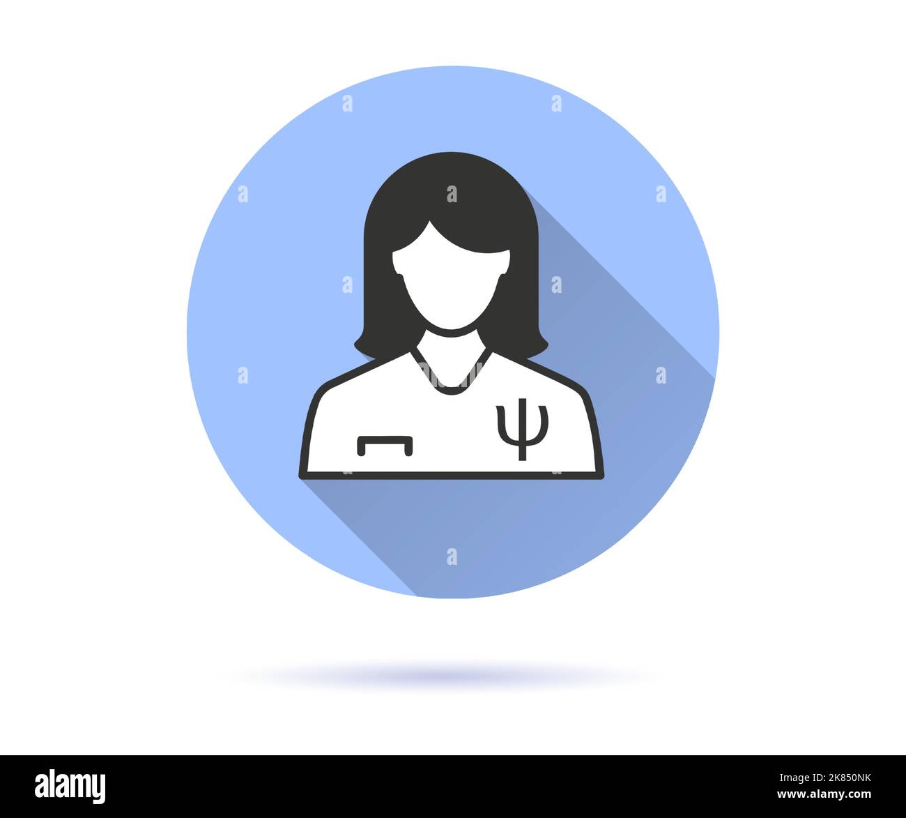 Psychotherapist icon. Simple illustration with long shadow for graphic ...