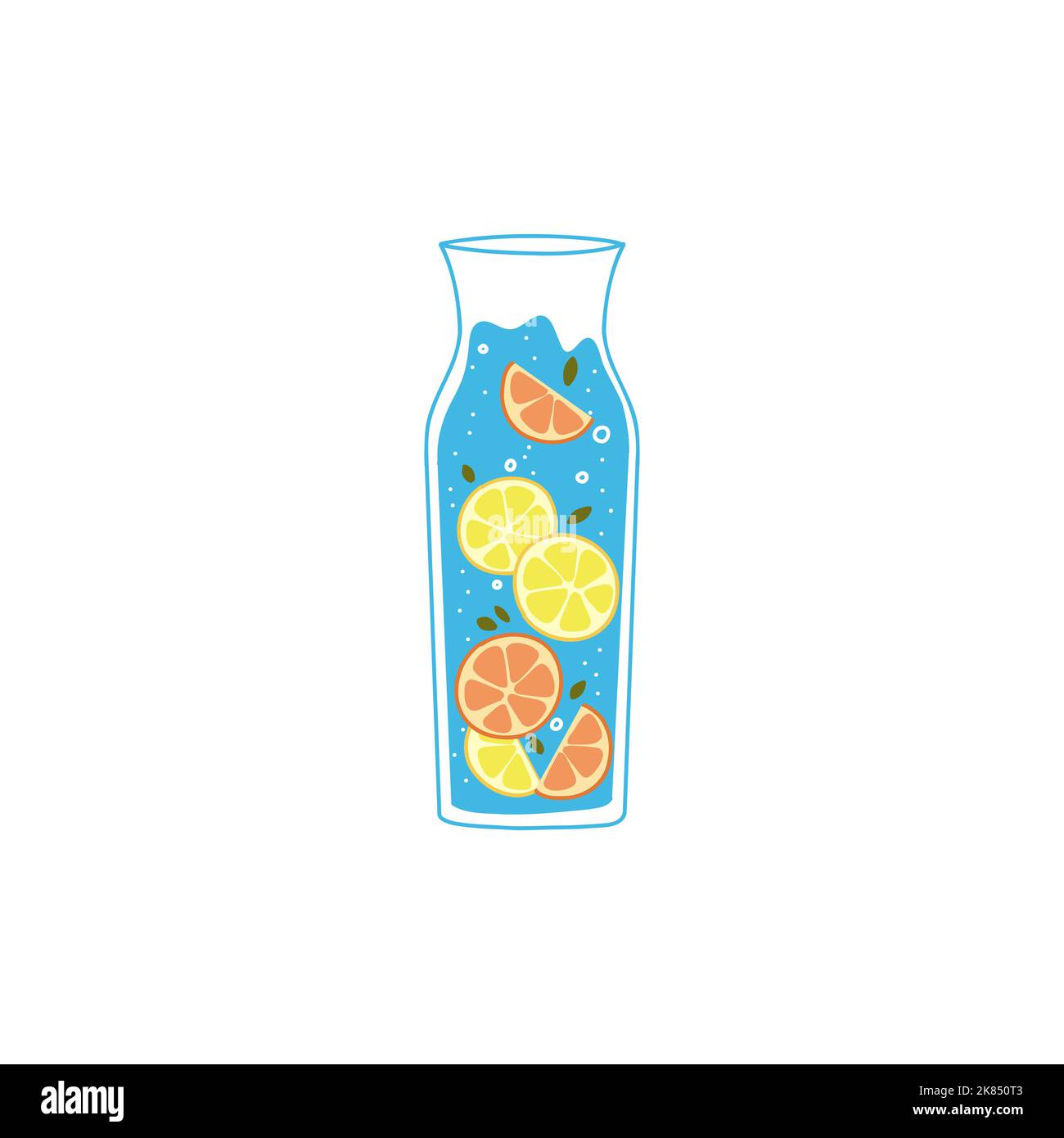 Detox water. Doodle trendy bottle. Vector aqua balance concept Stock ...