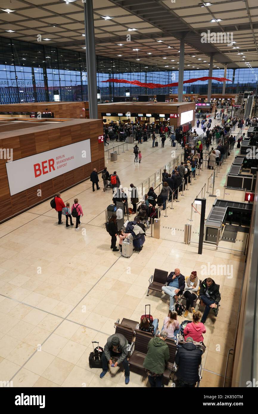 Berlin, Germany. 21st Oct, 2022. Terminal 1 of BER Airport in the early ...
