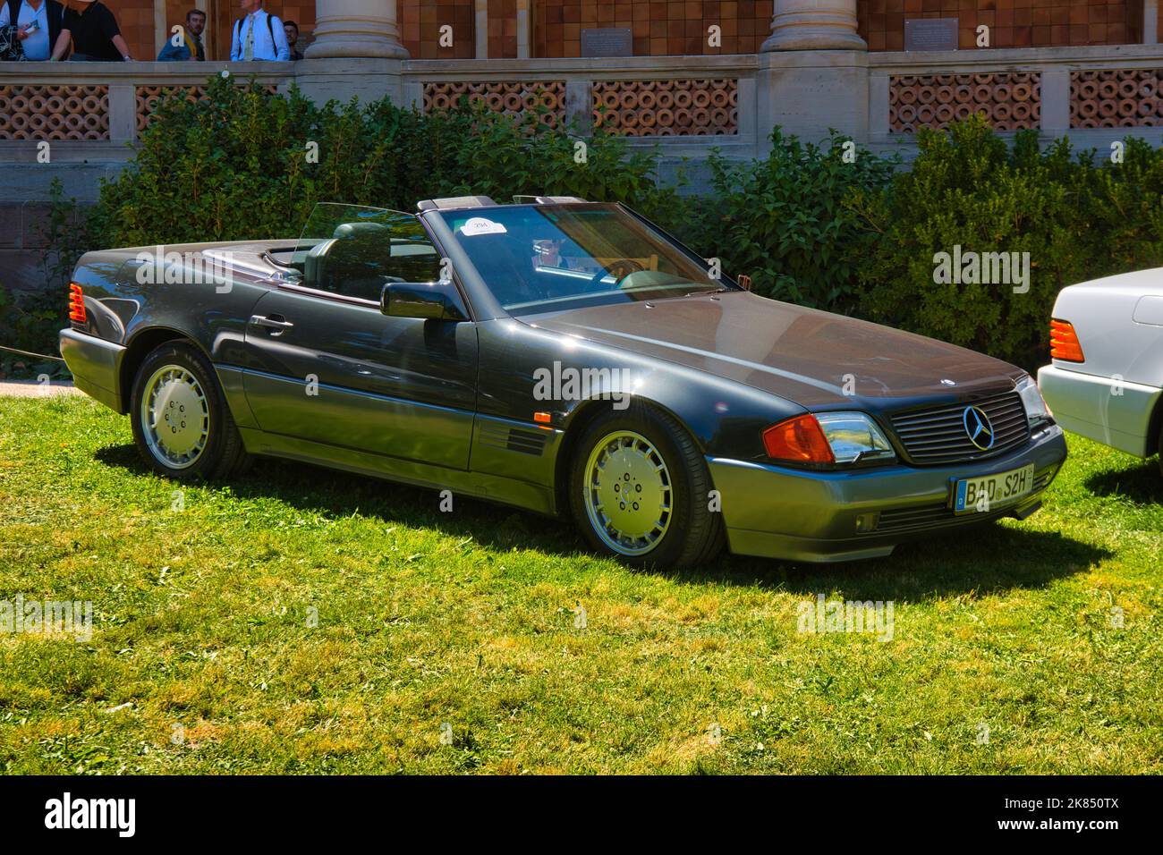 BADEN BADEN, GERMANY - JULY 2022: gray Mercedes-Benz R129 SL 1989 ...