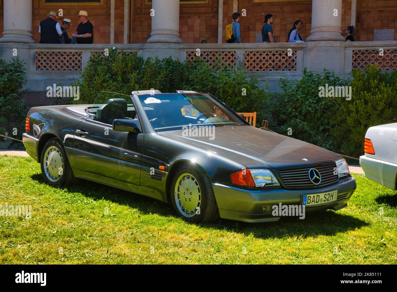 BADEN BADEN, GERMANY - JULY 2022: gray Mercedes-Benz R129 SL 1989 ...