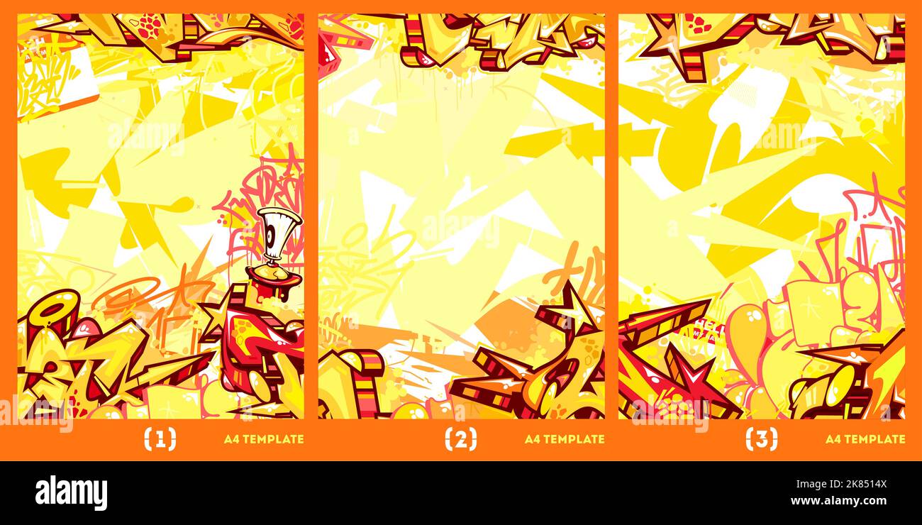 Trendy Colorful Abstract Urban Graffiti Style A4 Poster Vector ...