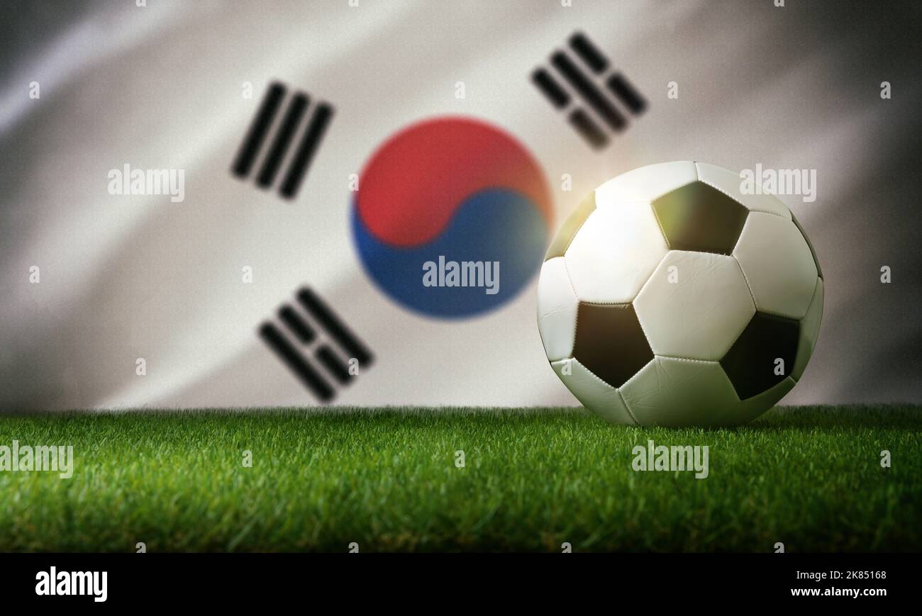 South Korea national team composition with classic ball on grass and ...
