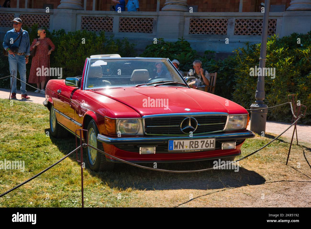 BADEN BADEN, GERMANY - JULY 2022: red MERCEDES-BENZ R107 300 SL 1971 ...