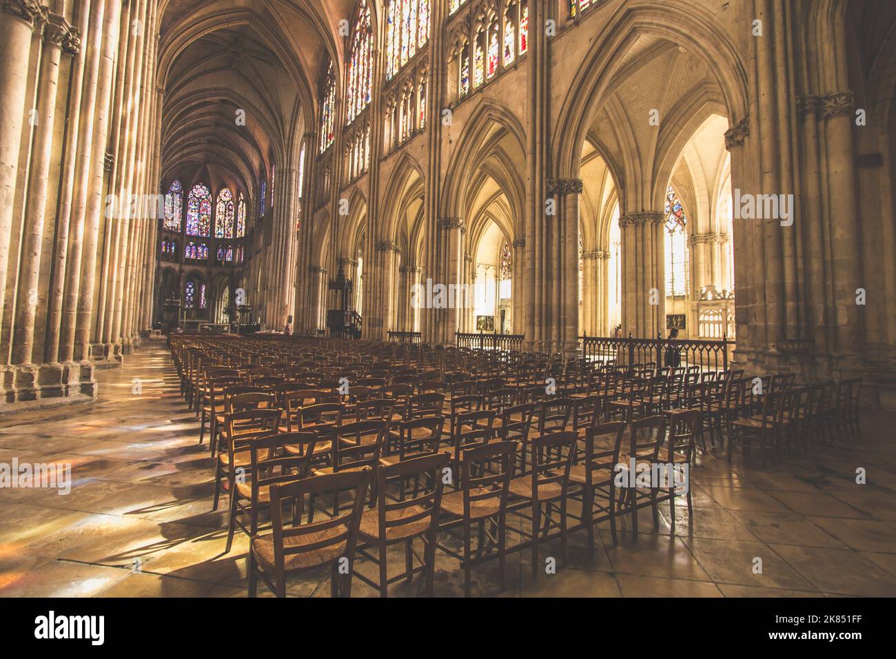 Interior of St. Peter and St. Paul cathedral in Troyes, France Church ...