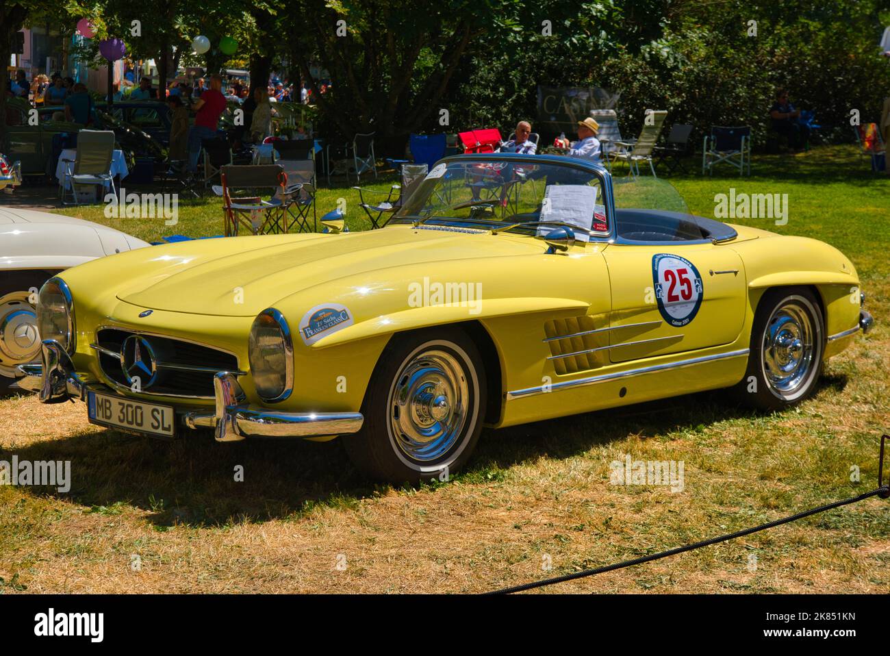 BADEN BADEN, GERMANY - JULY 2022: lemon yellow Mercedes-Benz 300 SL ...