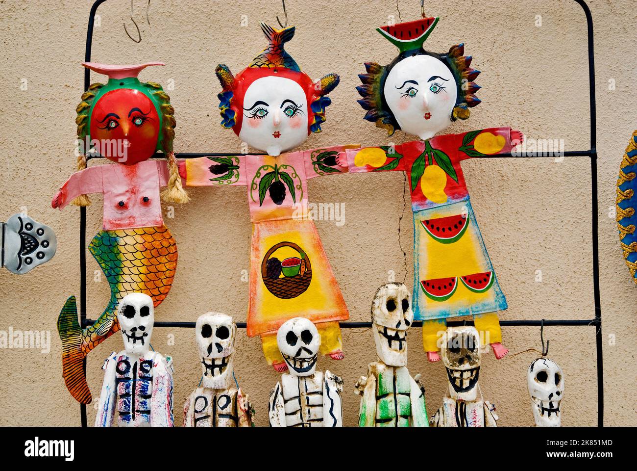 Toy skeletons at curio shop at Todos Santos, Baja California Sur ...