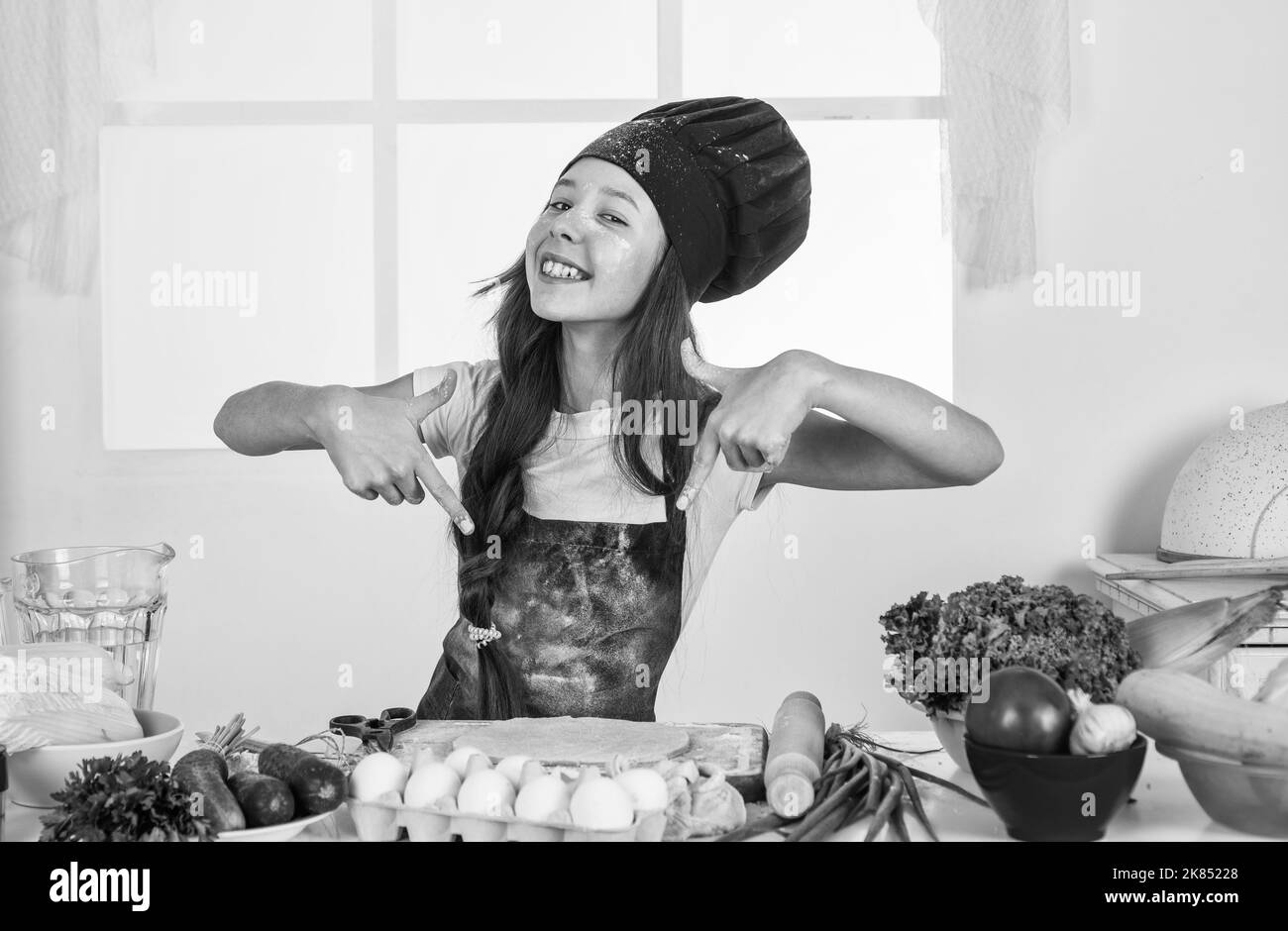 kid having fun while cooking, happiness Stock Photo - Alamy