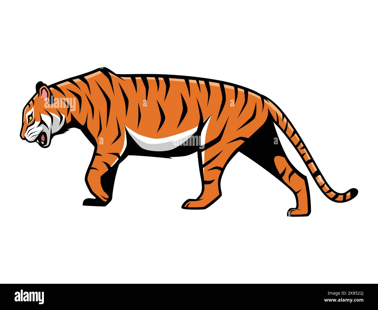 Tiger Walking Side View Drawing