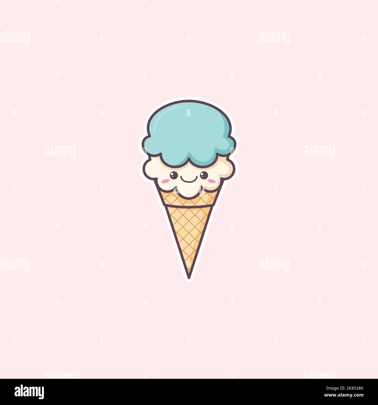 Illustration of Ice cream character, cute and kawaii ice cream, smile ...
