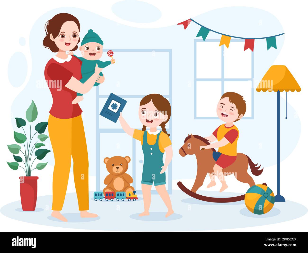 Babysitter or Nanny Services to Care, Provide for Baby Needs and Play ...