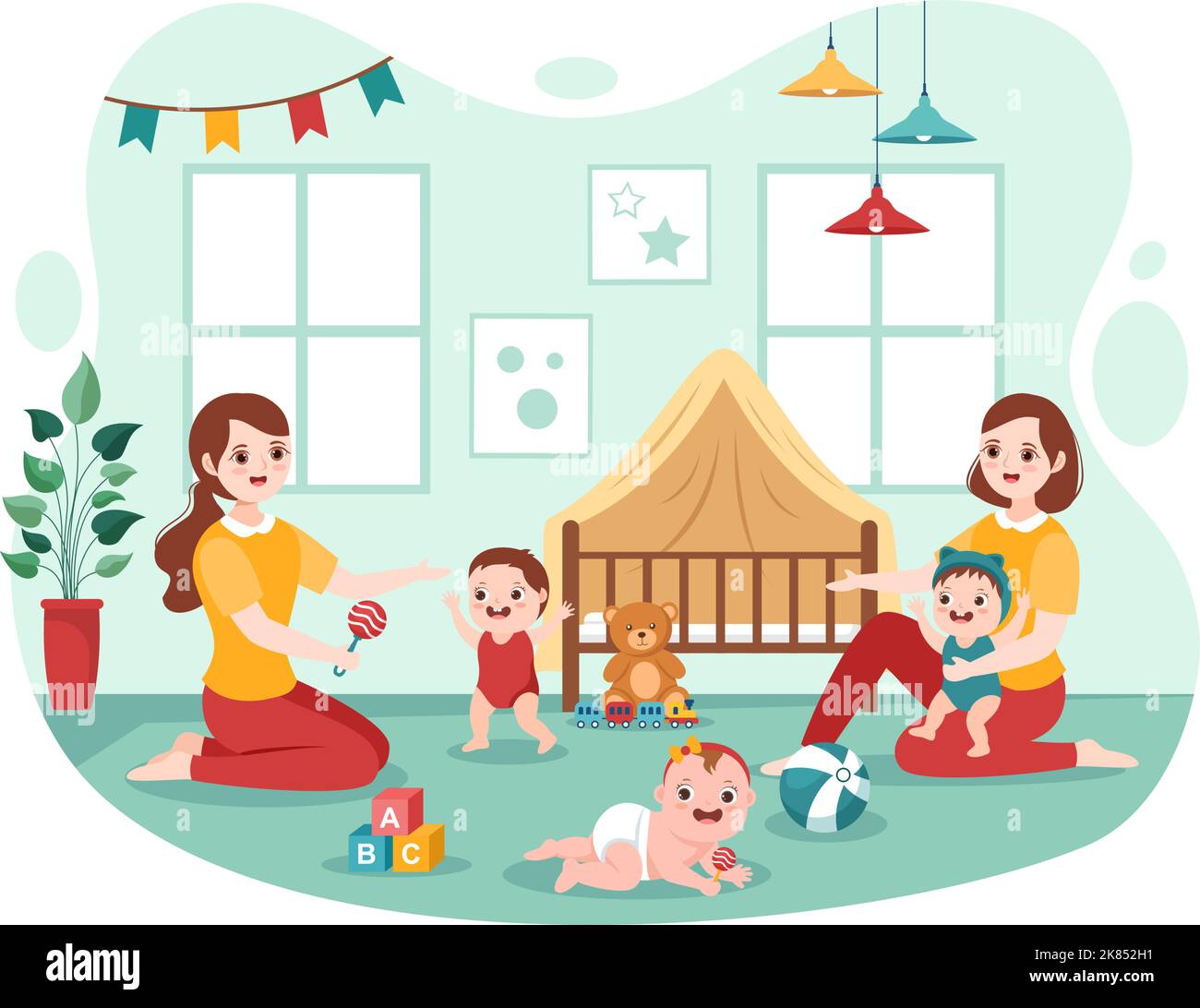 Babysitter or Nanny Services to Care, Provide for Baby Needs and Play ...