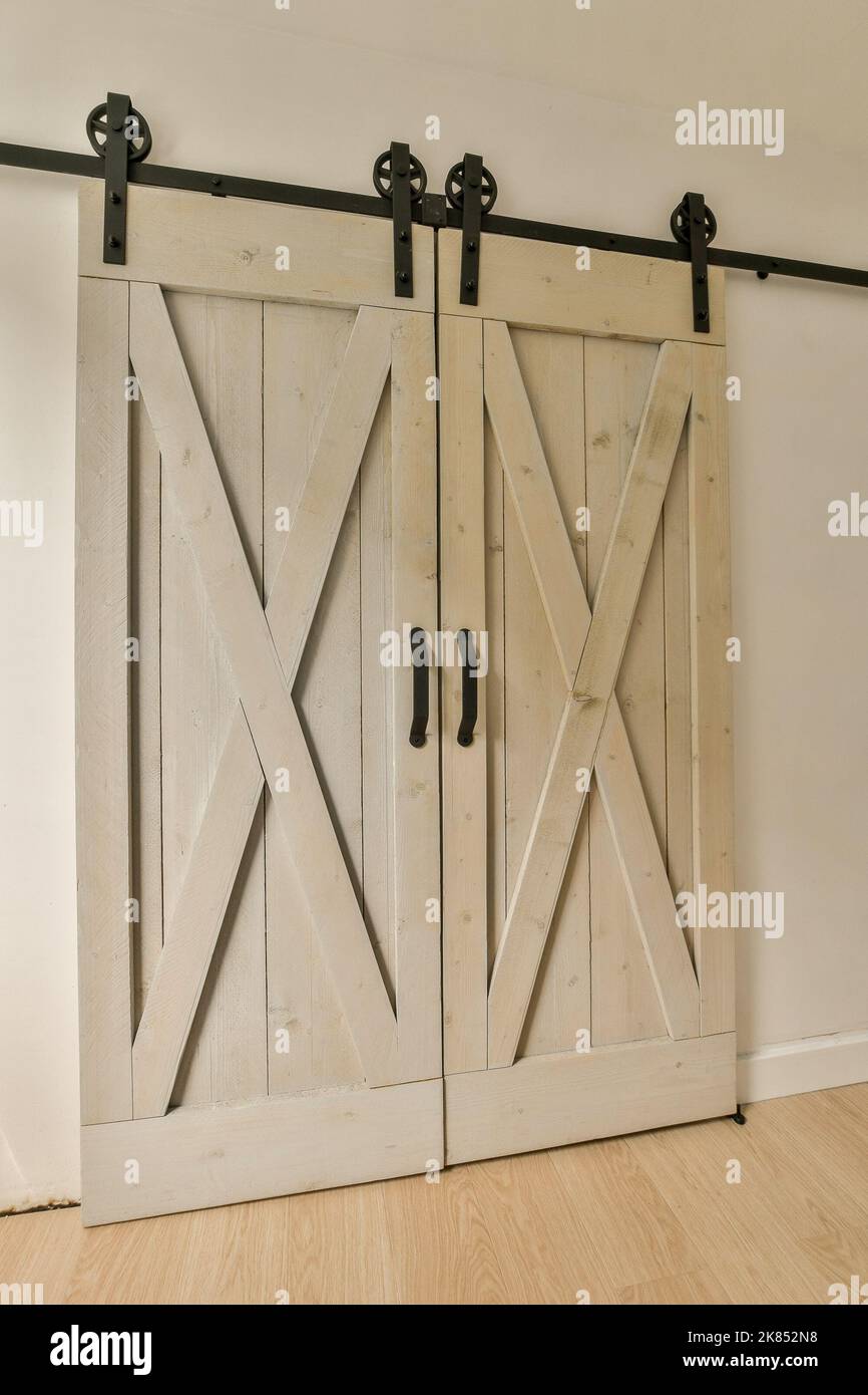 Room with retro door to study room and corridor in perspective in ...