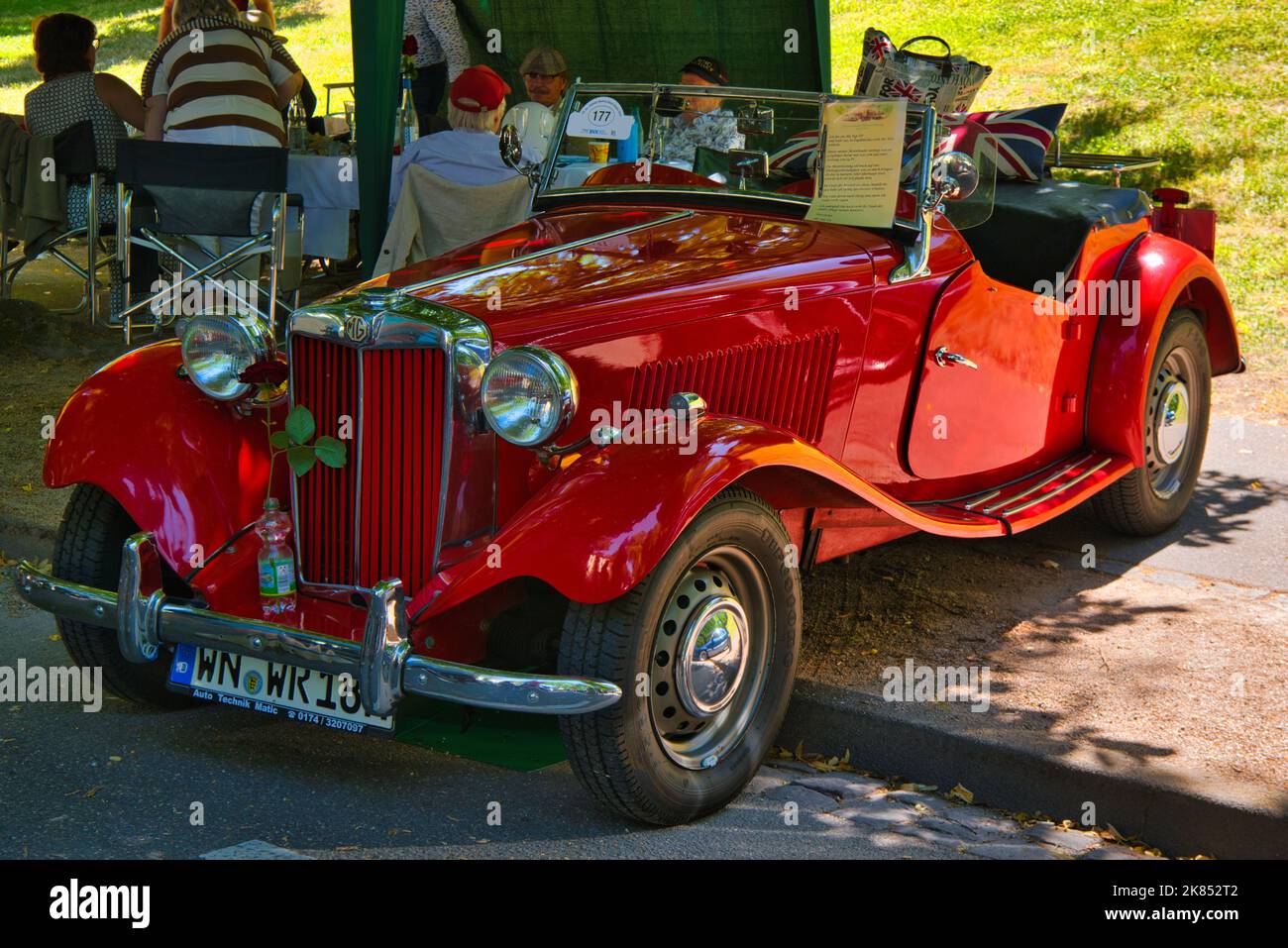 BADEN BADEN, GERMANY - JULY 2022: red MG TD 1951 cabrio roadster ...