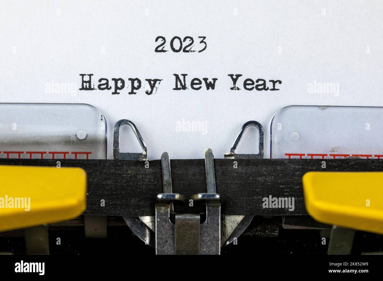 Happy New Year 2023 written on an old typewriter Stock Photo - Alamy