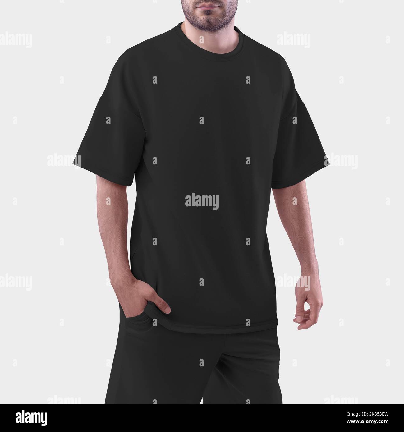 Mockup of an black oversized men's t-shirt for design, print, pattern ...