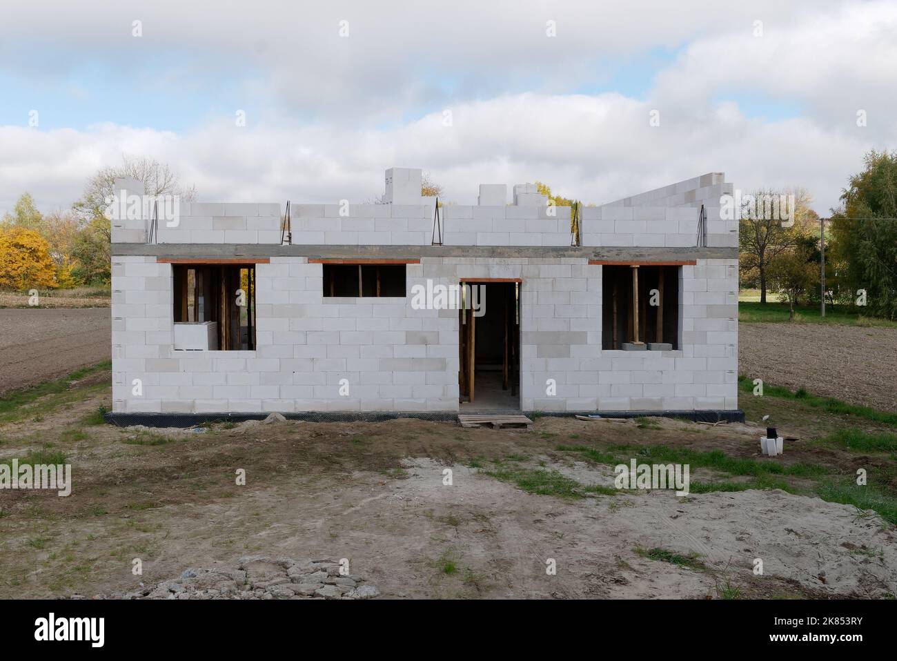 Construction residential new house in progress. Real estate under ...