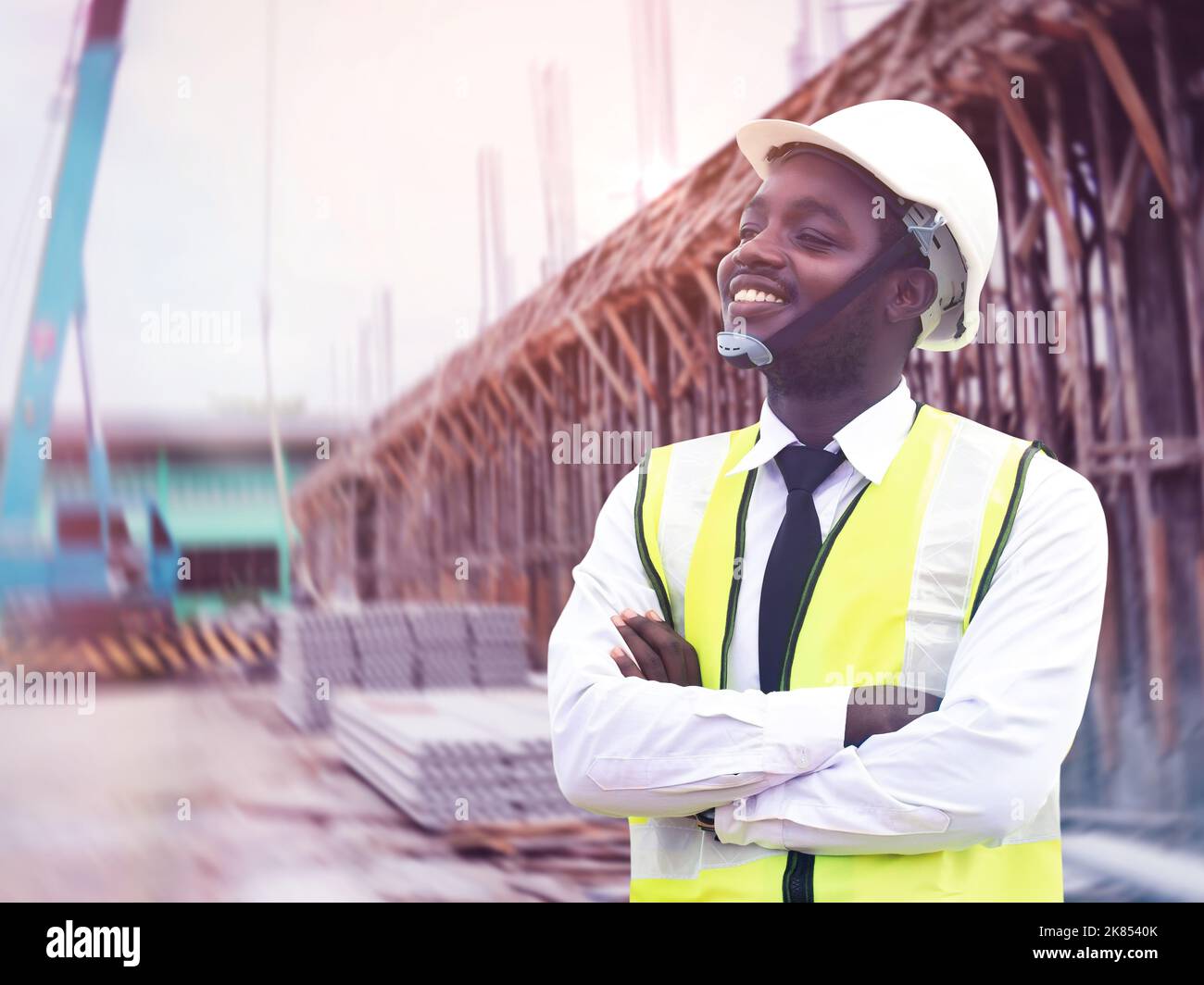 African architects engineer man work together in the inside the ...