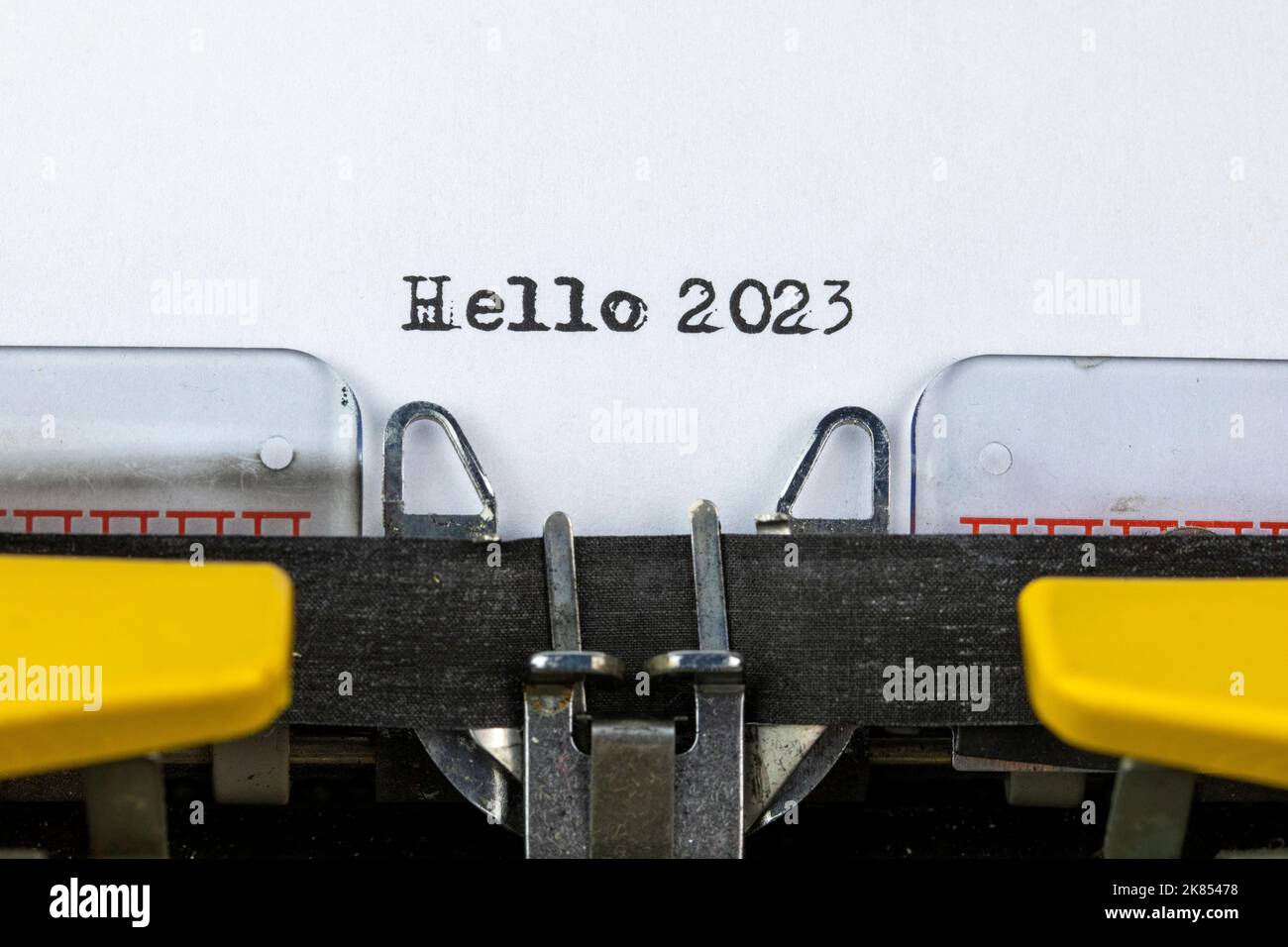 Hello 2023 written on an old typewriter Stock Photo - Alamy