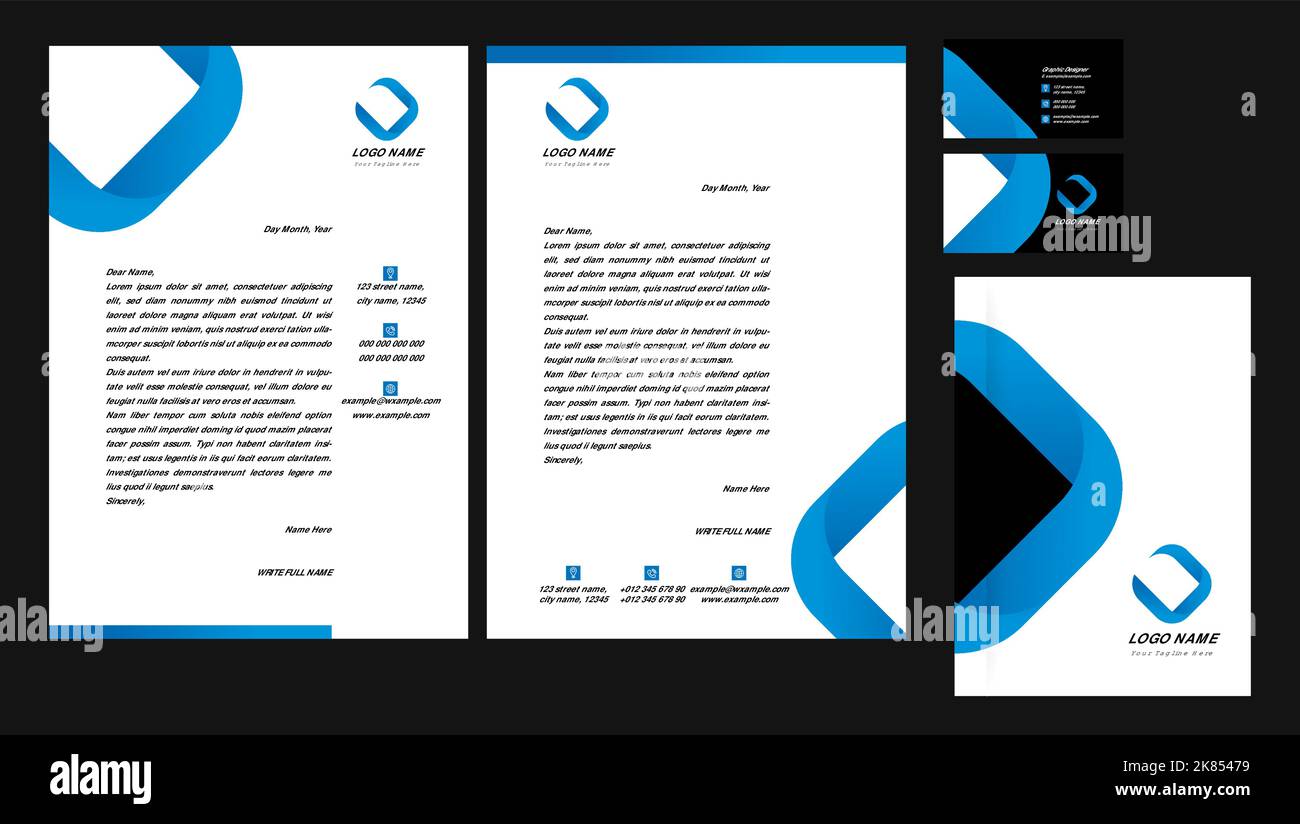 letterhead business card notebook editable content and layout template ...