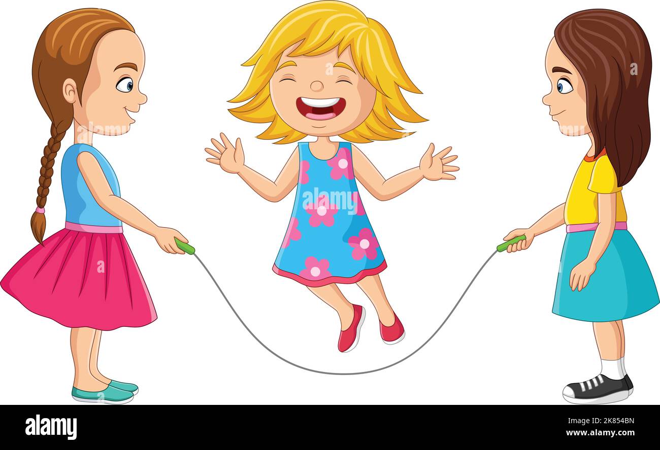 Cartoon girl jumping rope funny hi-res stock photography and images - Alamy