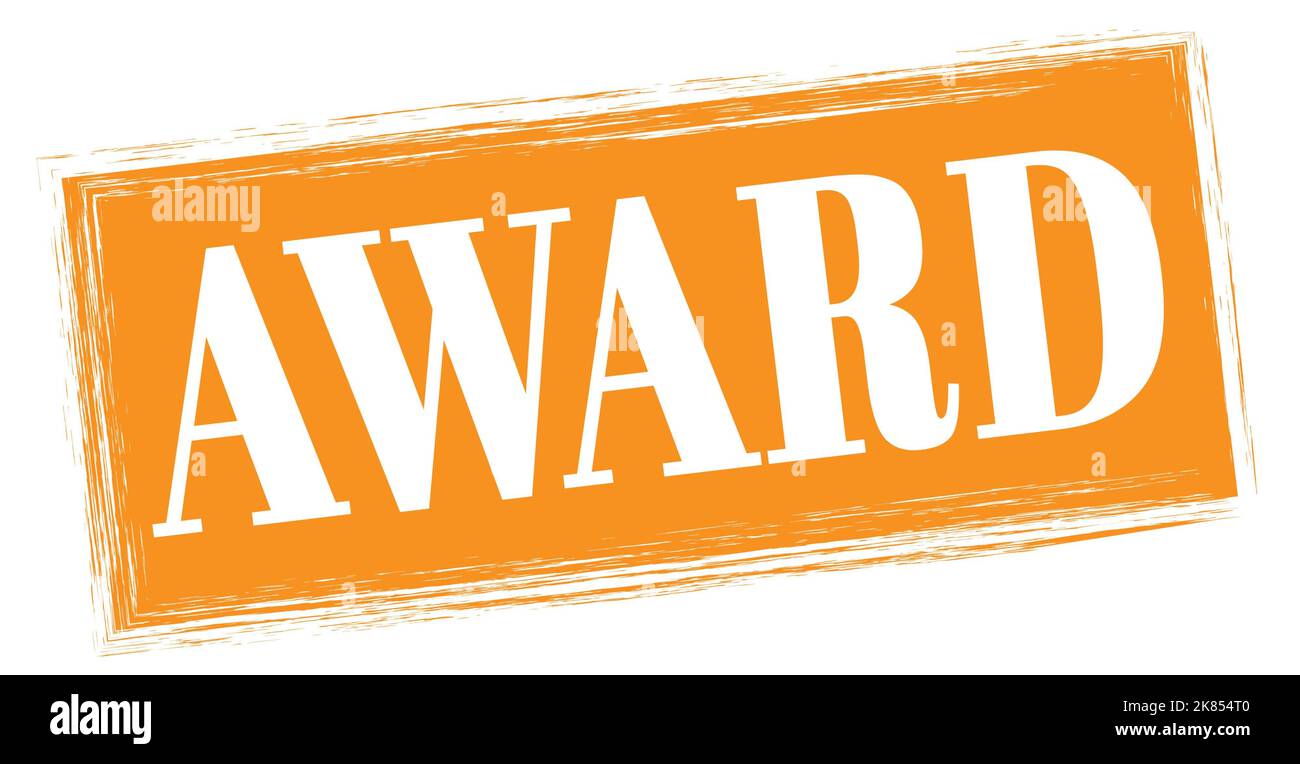 AWARD text written on orange rectangle stamp sign Stock Photo - Alamy