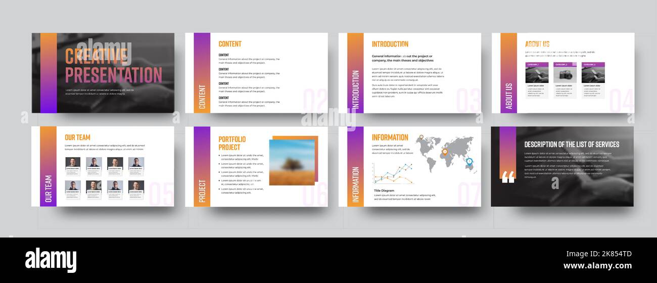 Slide template with gradient lines, graph on white background, annual ...