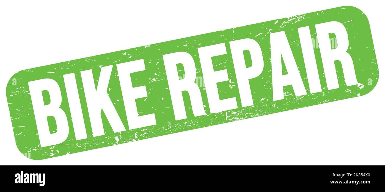 BIKE REPAIR text written on green grungy stamp sign Stock Photo - Alamy