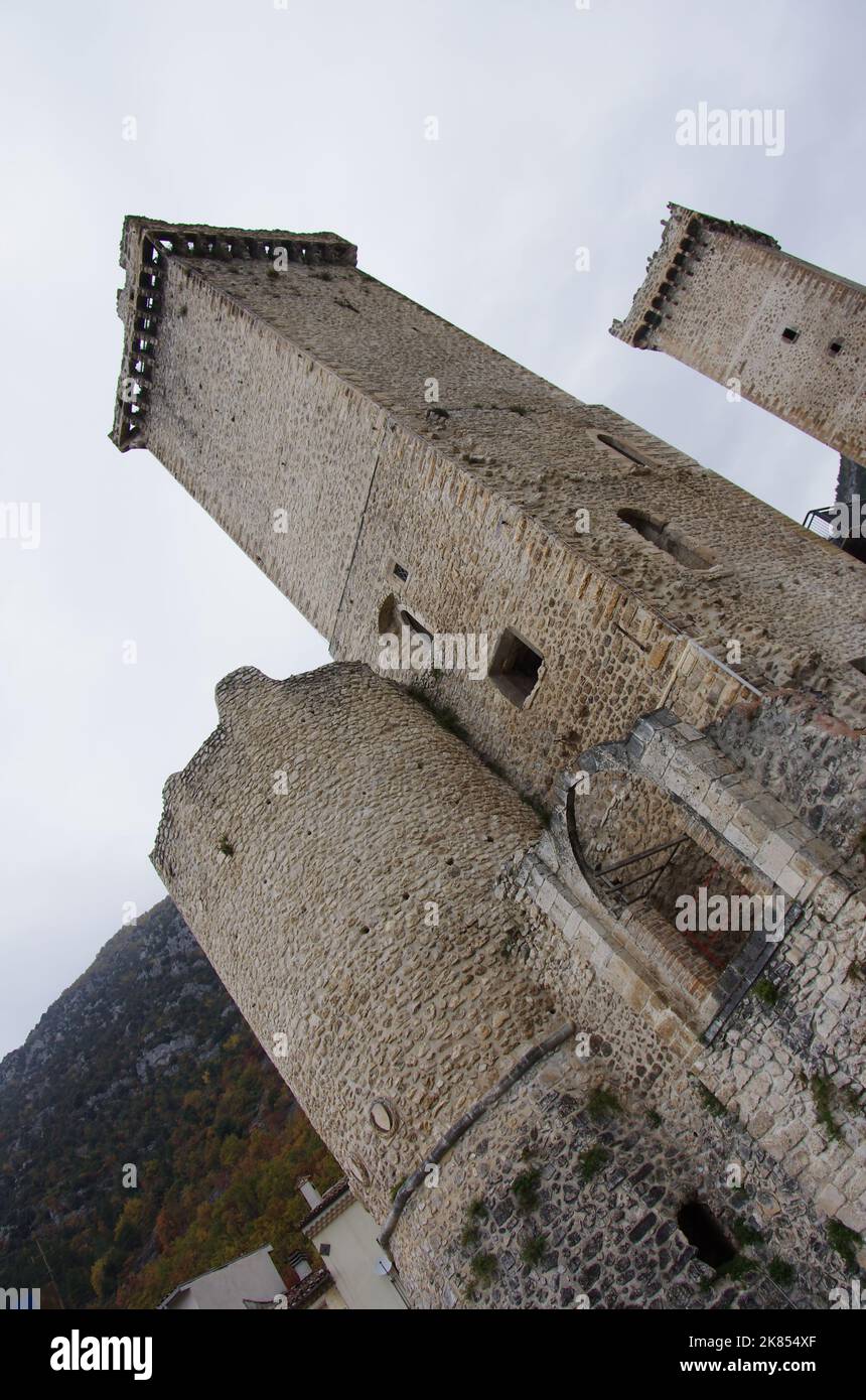 Pacentro, Abruzzo - Italy - The imposing towers of the Caldora or ...
