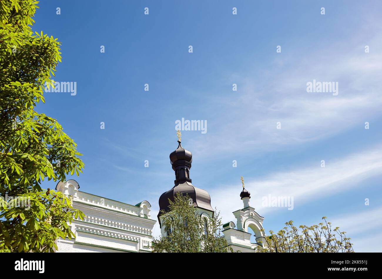 Kiev, Ukraine. Church building architecture, Pechersk Lavra monastery ...