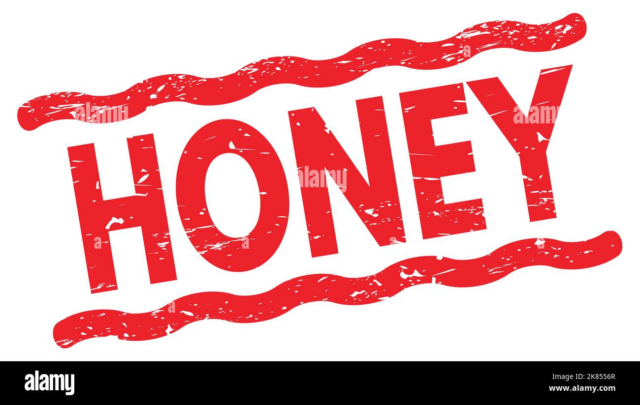 HONEY text written on red lines stamp sign Stock Photo - Alamy